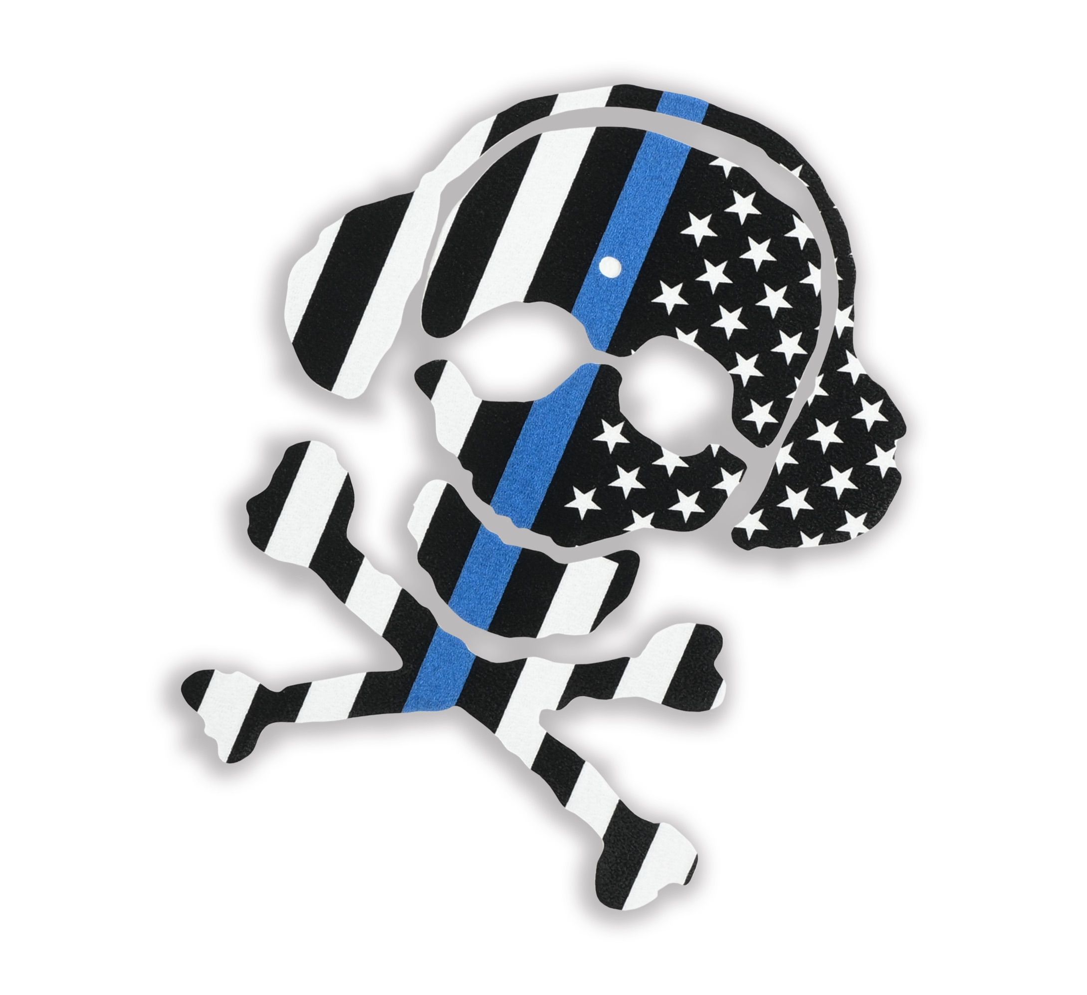 Blue Stripe Skull Guy Sticker - Skull & Cross Bones